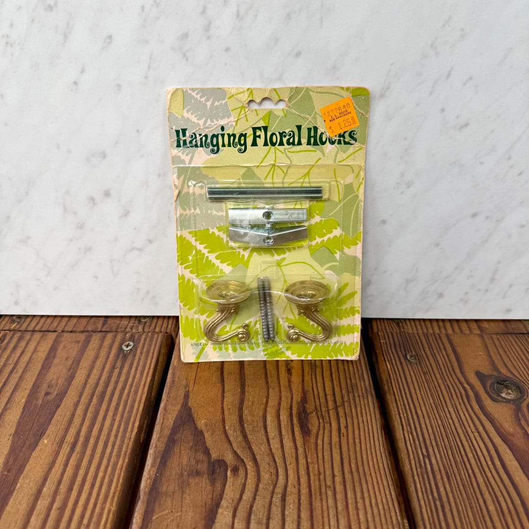 Vintage Hanging Floral Hooks Set of 2 – Brass Ceiling Plant Hooks W ...