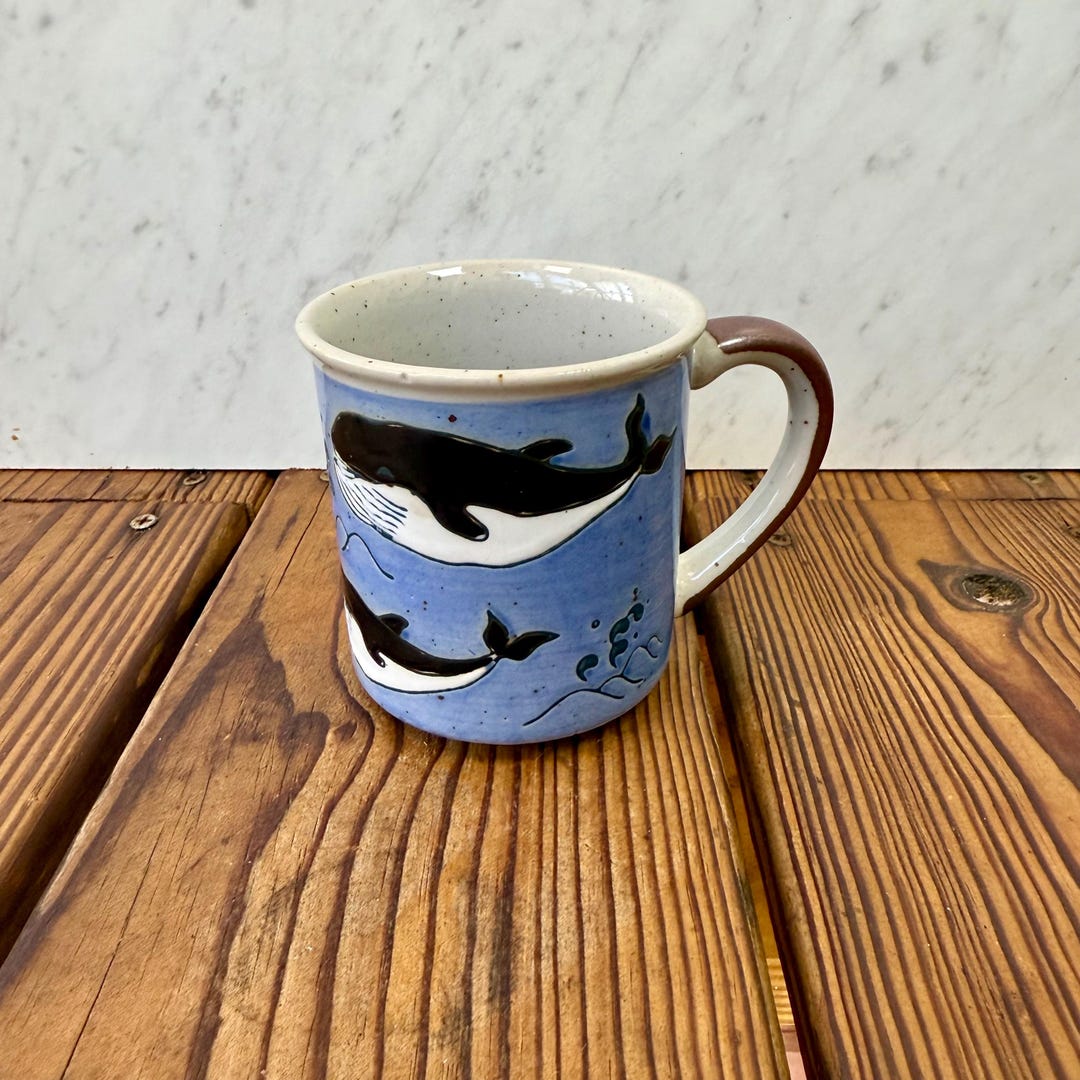 Vintage Otagiri Orca Whale Speckled Nautical Stoneware Coffee Tea Mug ...