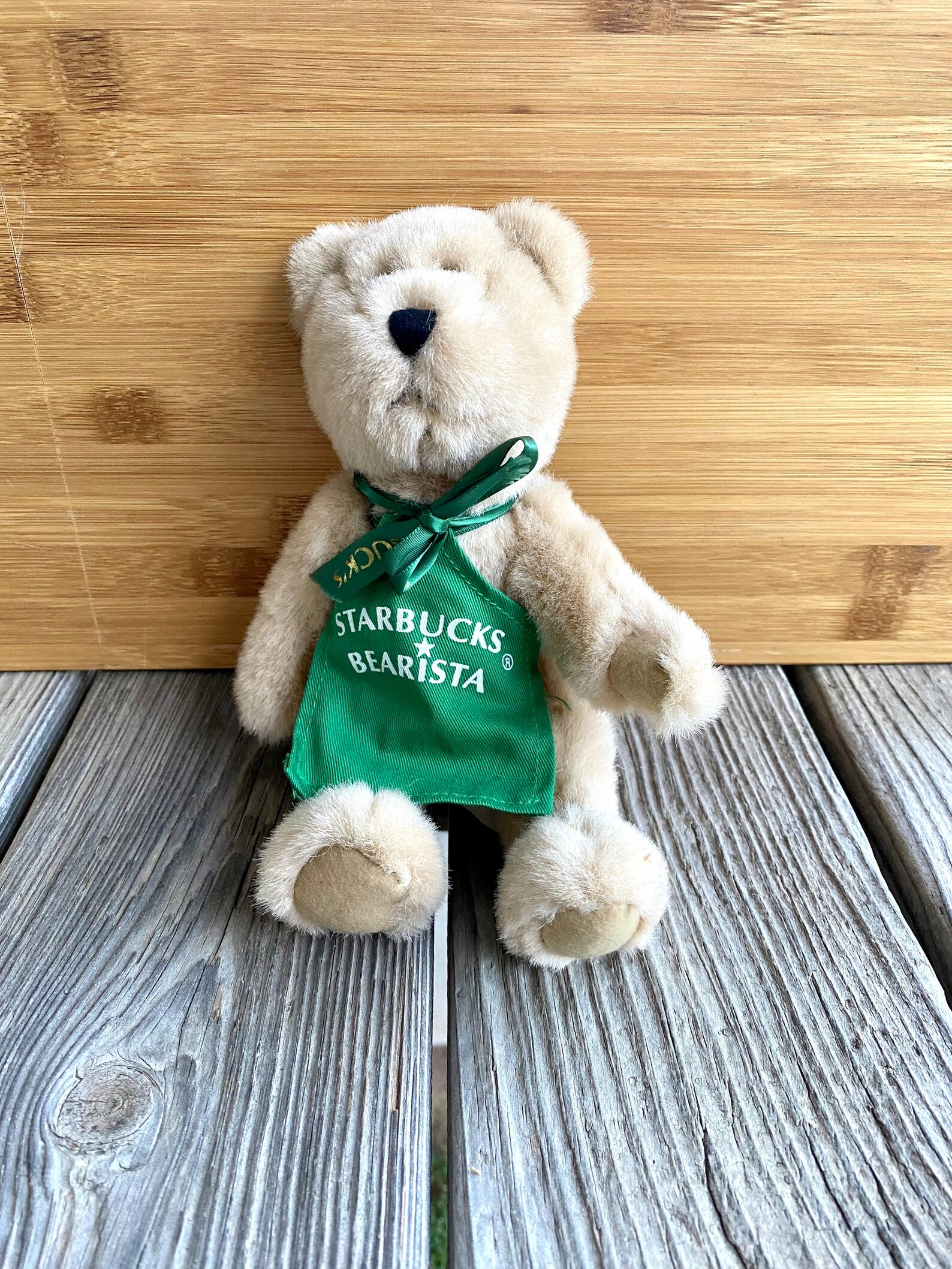 Starbucks 1997 Bearista Plush Bear Vintage First Edition Green Apron ...