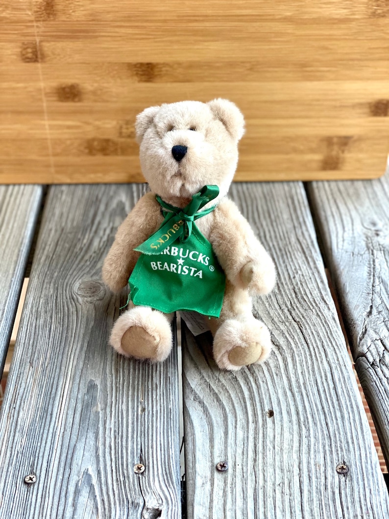 Starbucks 1997 Bearista Plush Bear Vintage First Edition Green Apron ...