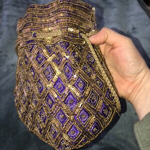 Vintage Polti Clutch Royal Copper Bead and Sequin Drawstring - Etsy