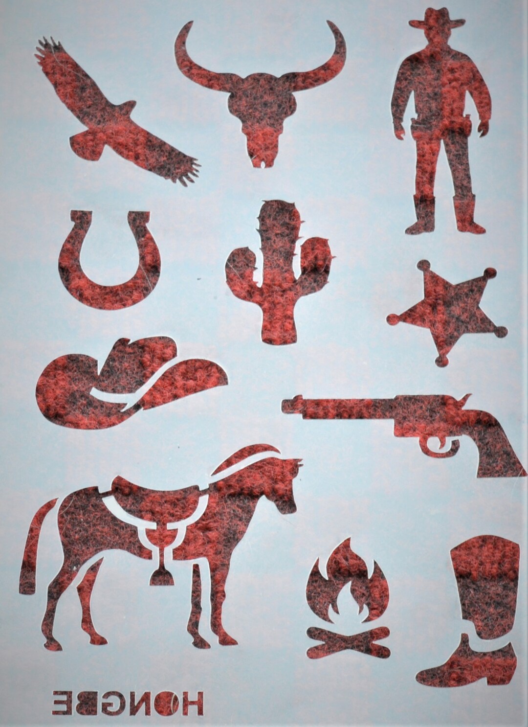 Cowboy Western Wall A4 Stencil Template Horse Hat Boot Silhouette ...