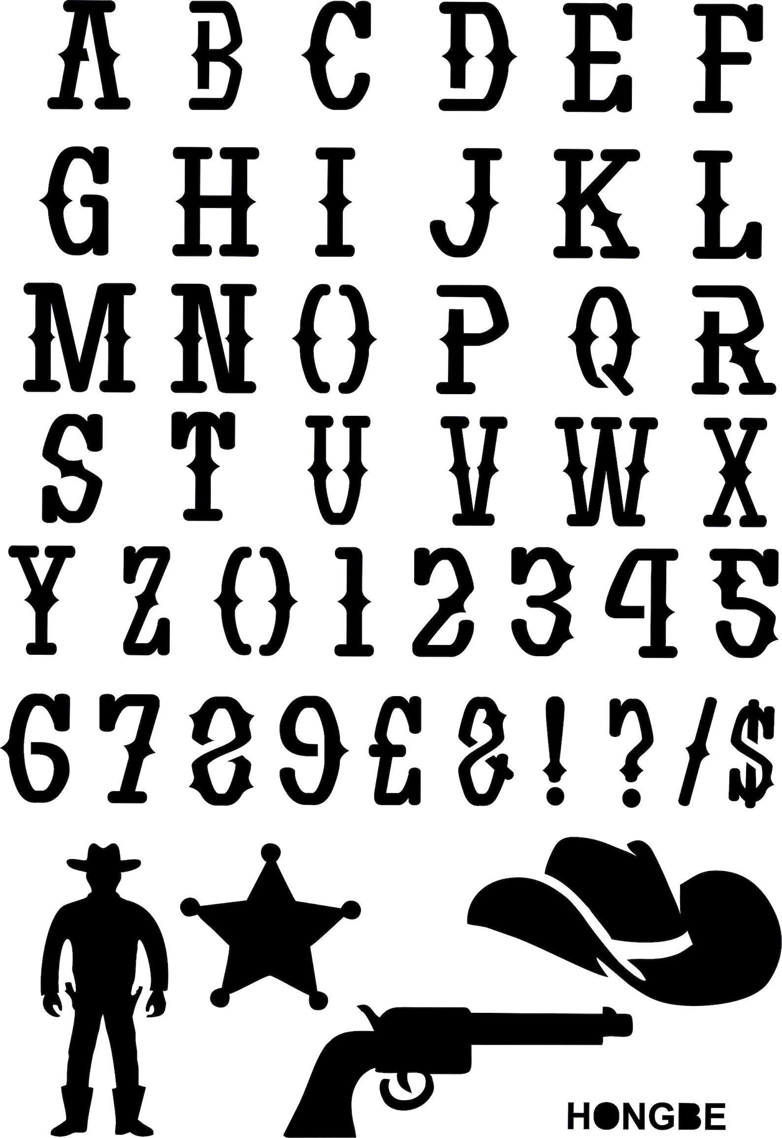 Cowboy Western Wall A4 Stencil Template Horse Hat Boot - Etsy
