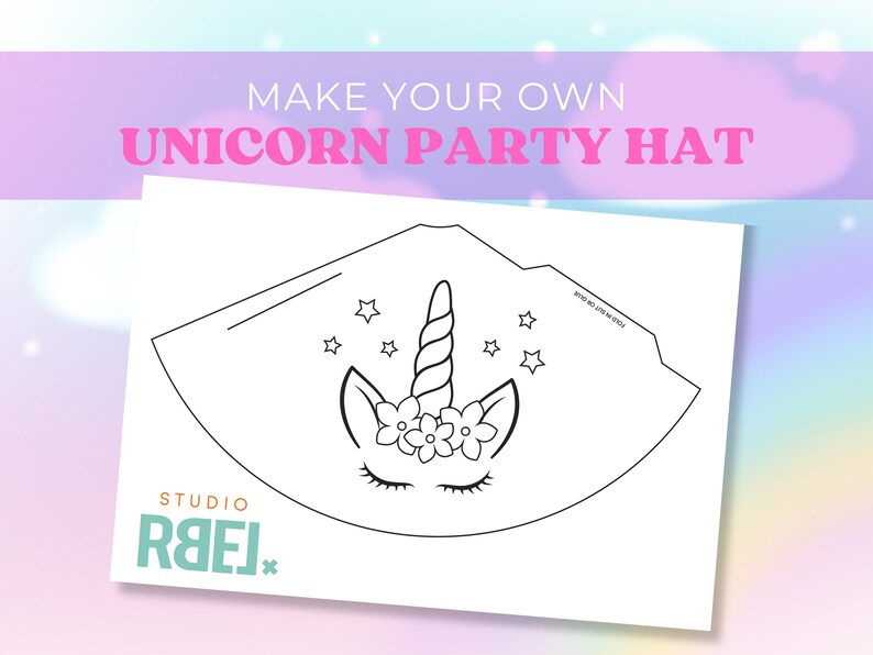 Printable Unicorn Party Hat to Color ,DIY Unicorn Printable Birthday ...