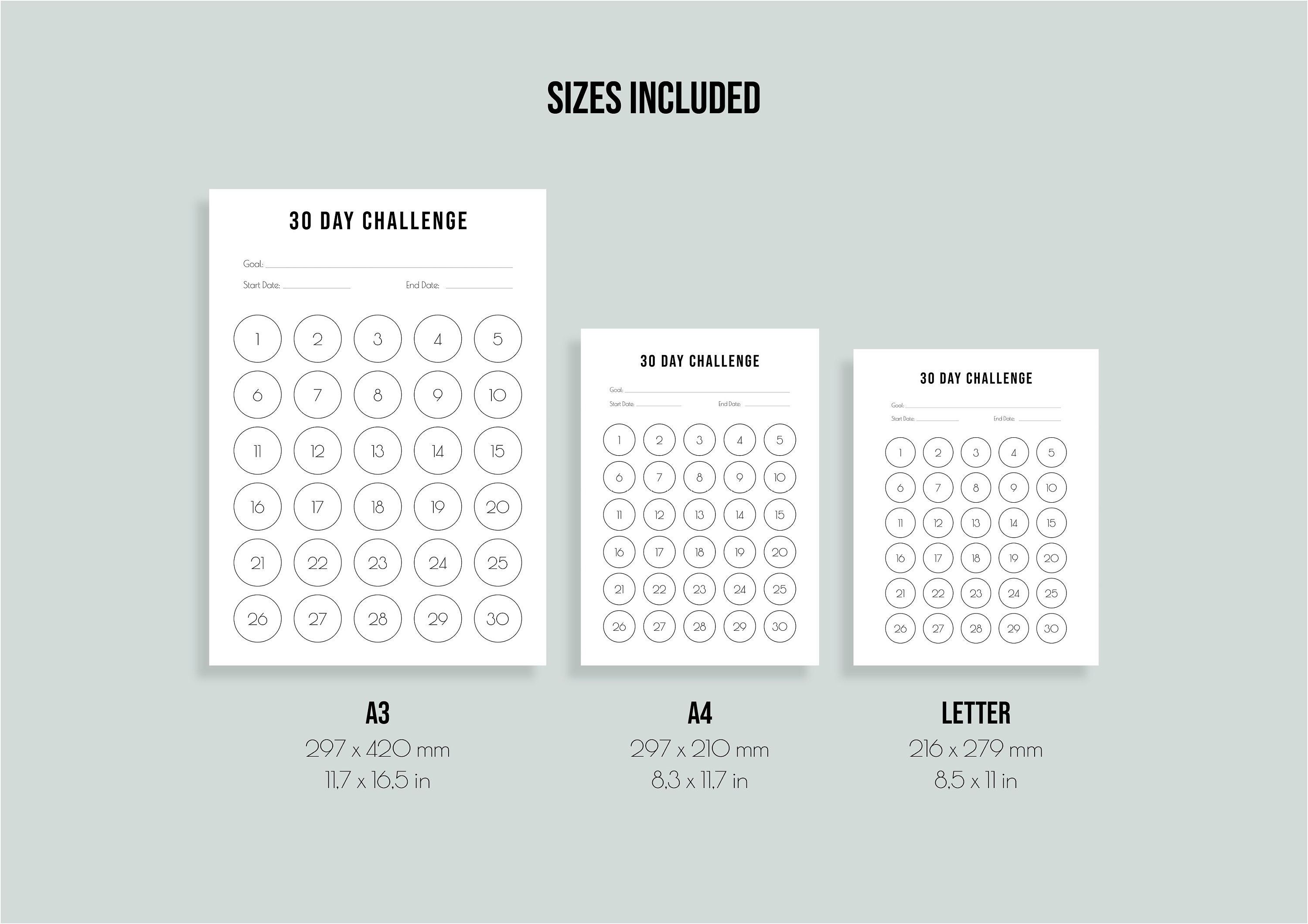 Printable 30 Day Challenge, Digital Download Habit Tracker, Goal ...