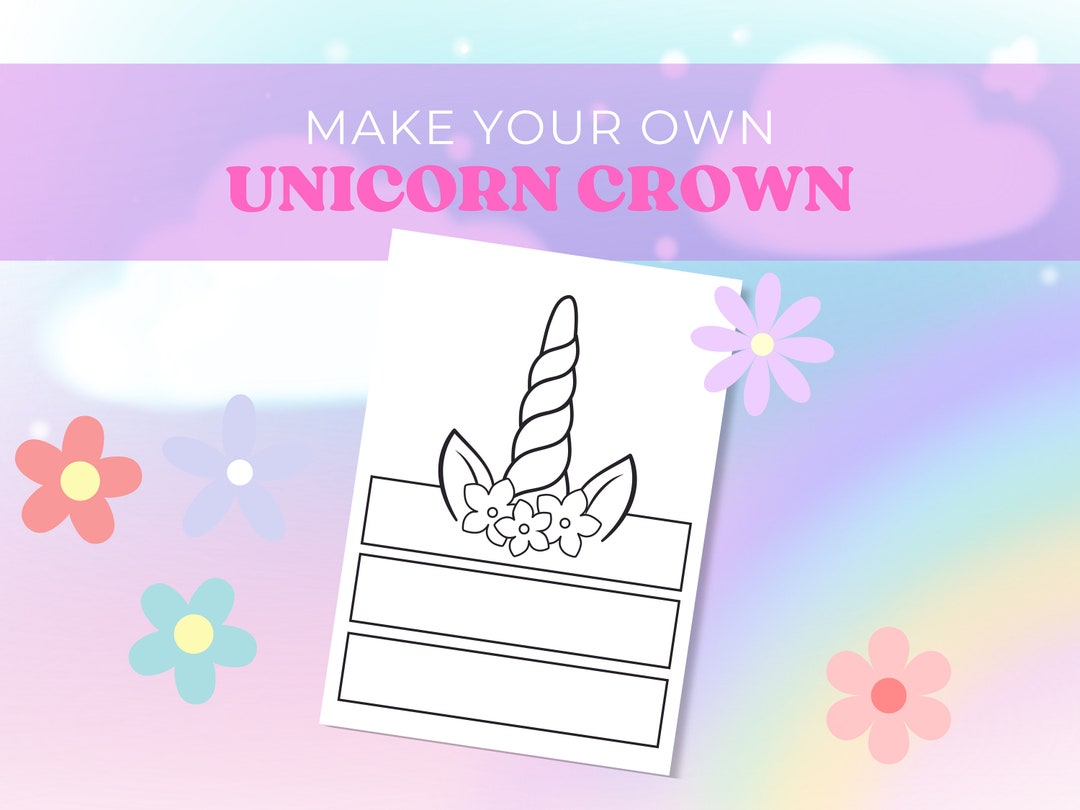 Printable Unicorn Birthday Crown to Color ,DIY Unicorn Printable ...