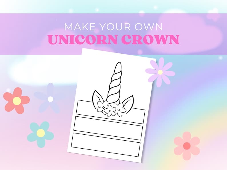 Printable Unicorn Birthday Crown to Color ,DIY Unicorn Printable ...
