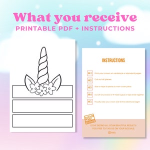 Printable Unicorn Birthday Crown to Color ,DIY Unicorn Printable ...