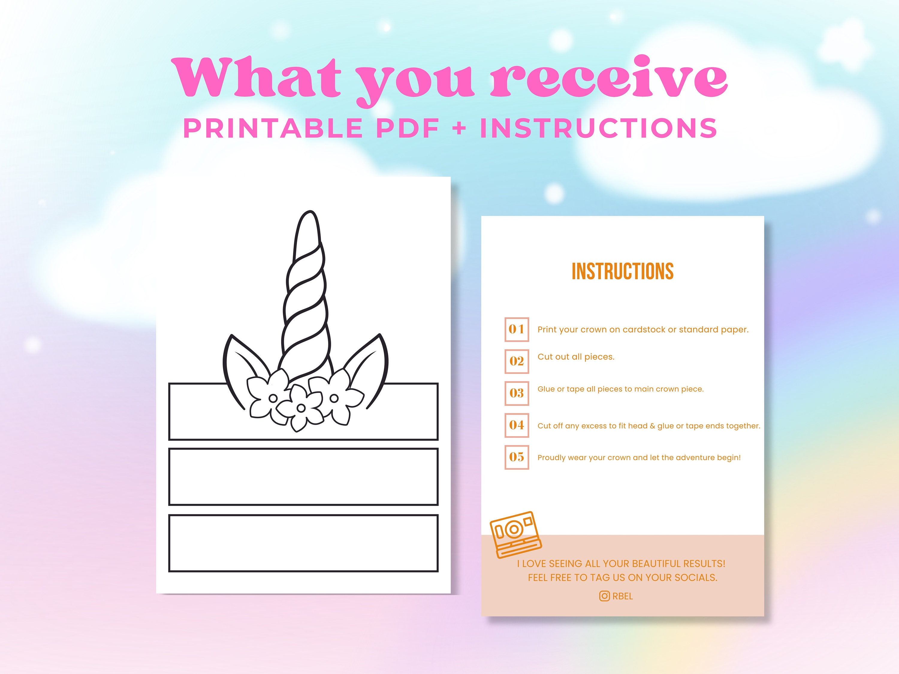 Printable Unicorn Birthday Crown to Color ,DIY Unicorn Printable ...