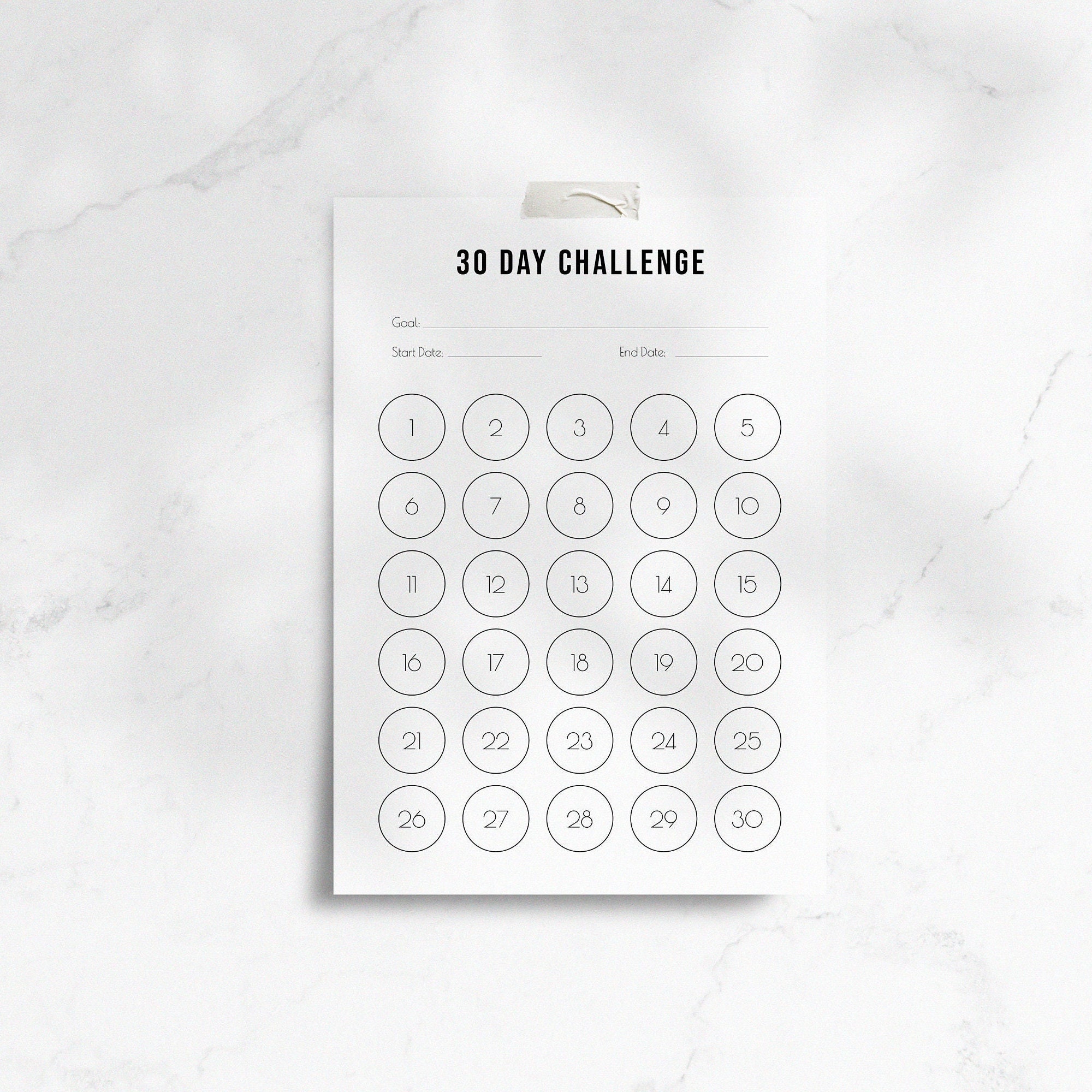 Printable 30 Day Challenge, Digital Download Habit Tracker, Goal ...