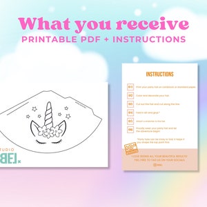 Printable Unicorn Party Hat to Color ,DIY Unicorn Printable Birthday ...