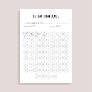 Printable 60 Day Challenge, Digital Download Habit Tracker, Goal ...