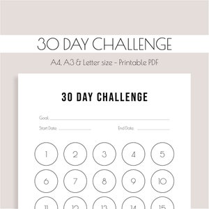 Printable 30 Day Challenge, Digital Download Habit Tracker, Goal ...
