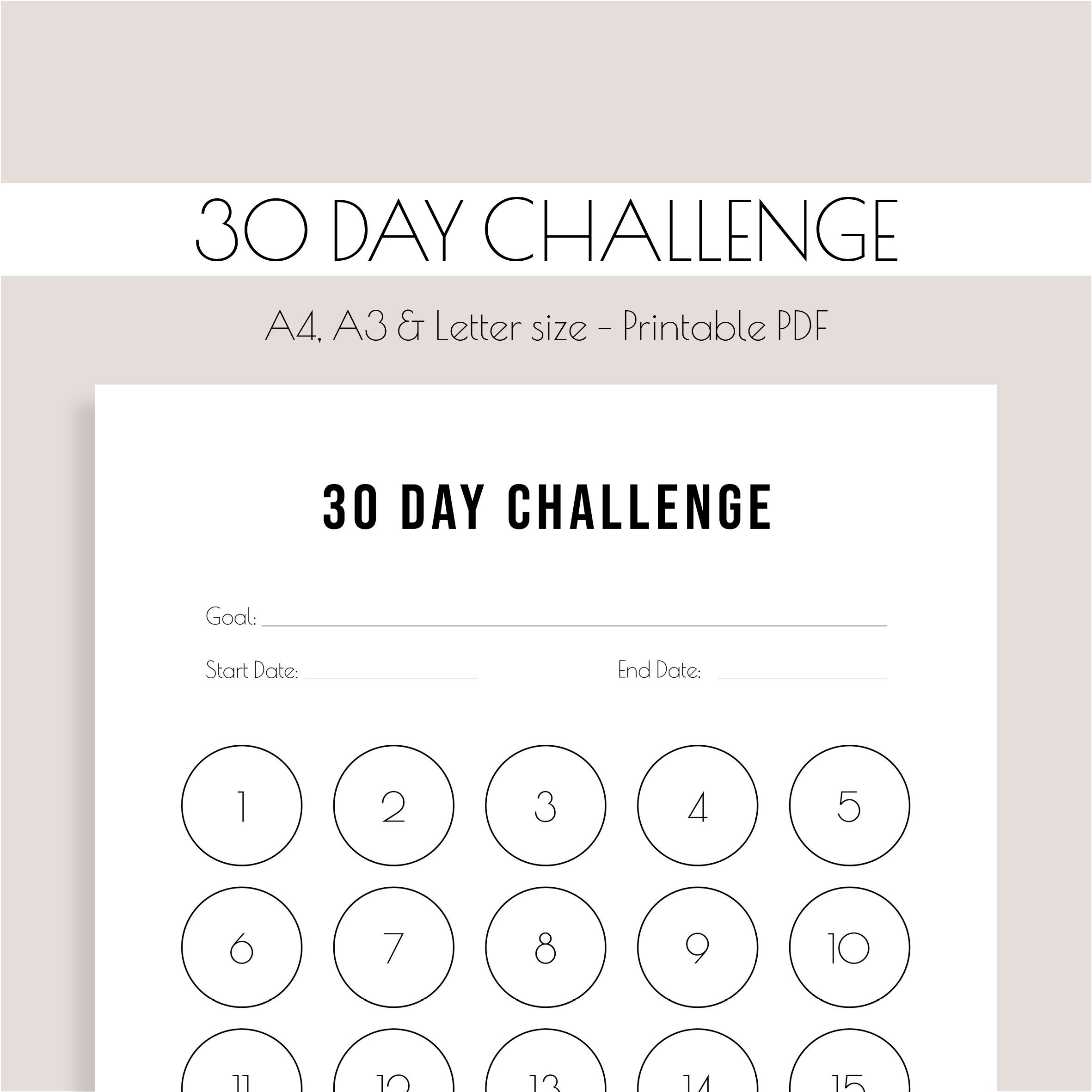 Printable 30 Day Challenge, Digital Download Habit Tracker, Goal ...