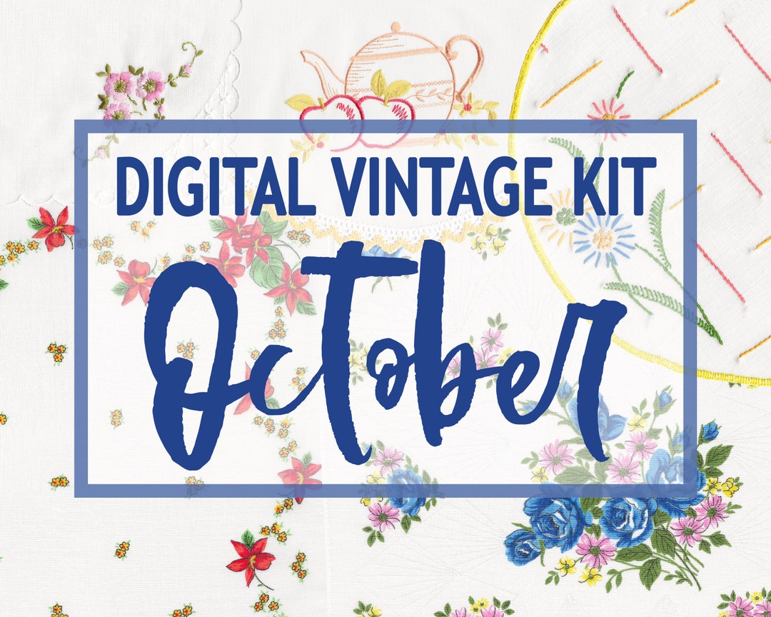 Digital Vintage October Kit, Vintage Linen, French Hankies and Doily ...