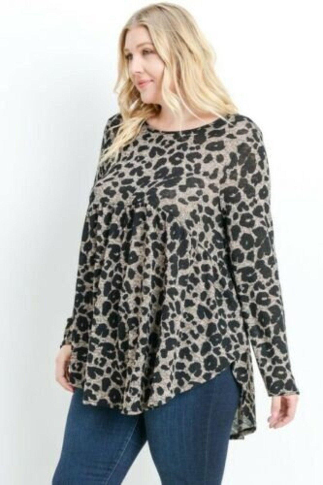 New BEESON RIVER Leopard Animal Print Tunic Shirt Blouse Bohemian Sexy Western Plus Sizes 1X 2X ...