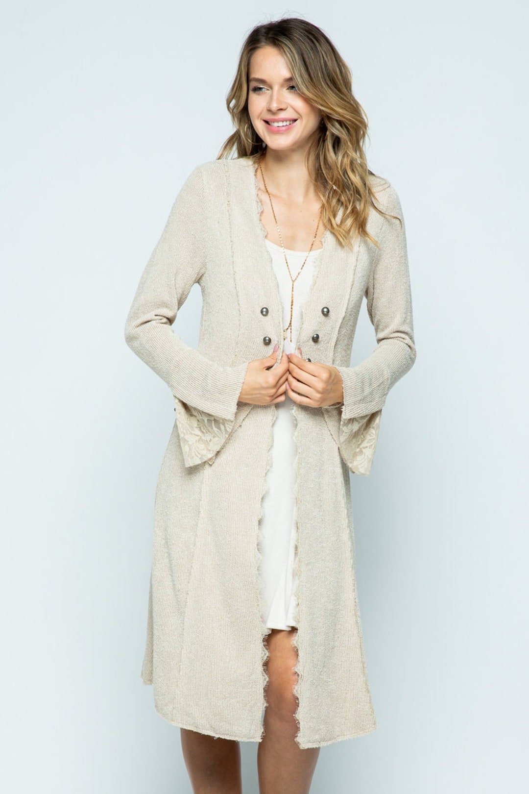 New VOCAL Cardigan Stud Jacket Western Bohemian Natural Plus & Reg ...