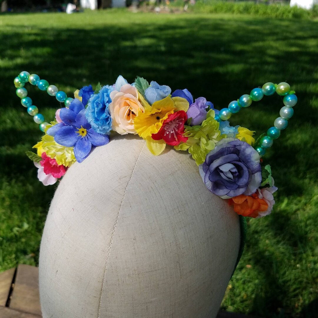 Cat Ear Headband, Cat Ear Floral Crown, Flower Cat Ear Headband ...