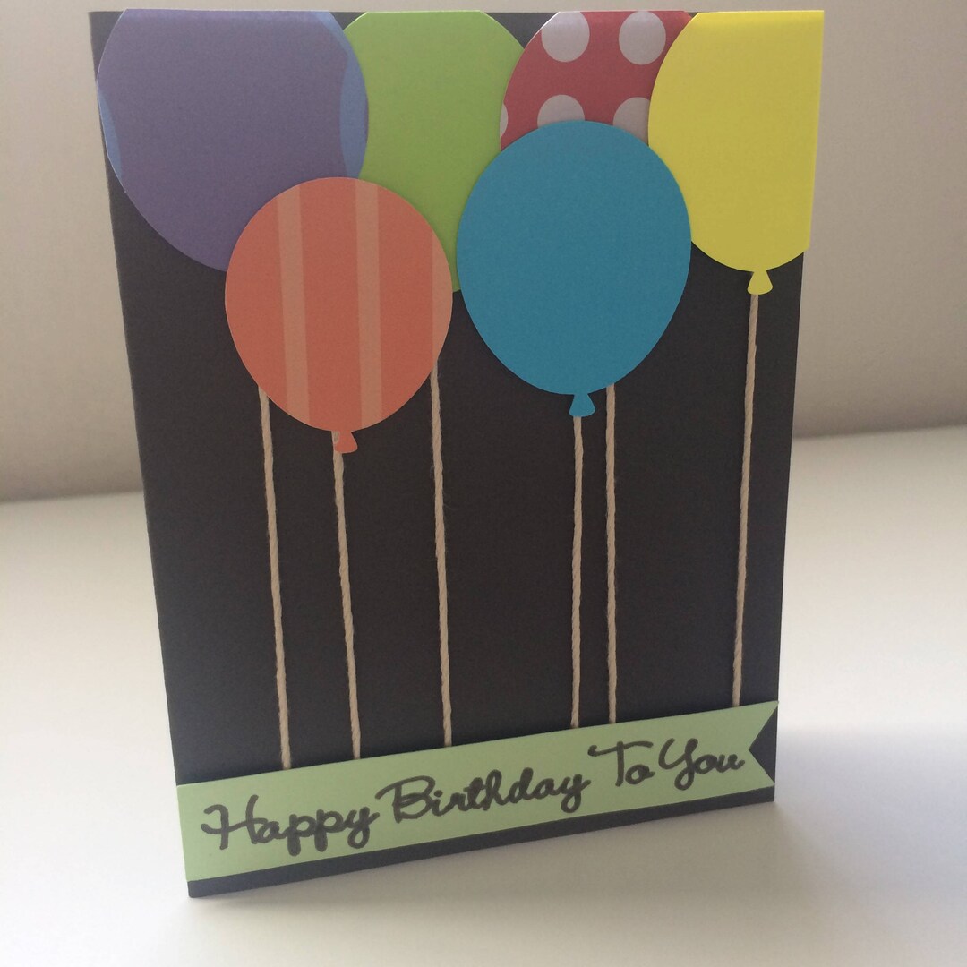 Handmade Happy Birthday Multi-colored Ballon Card - Etsy