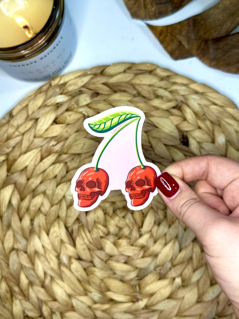 Cherry Skull Sticker, Fruit Sticker - Etsy