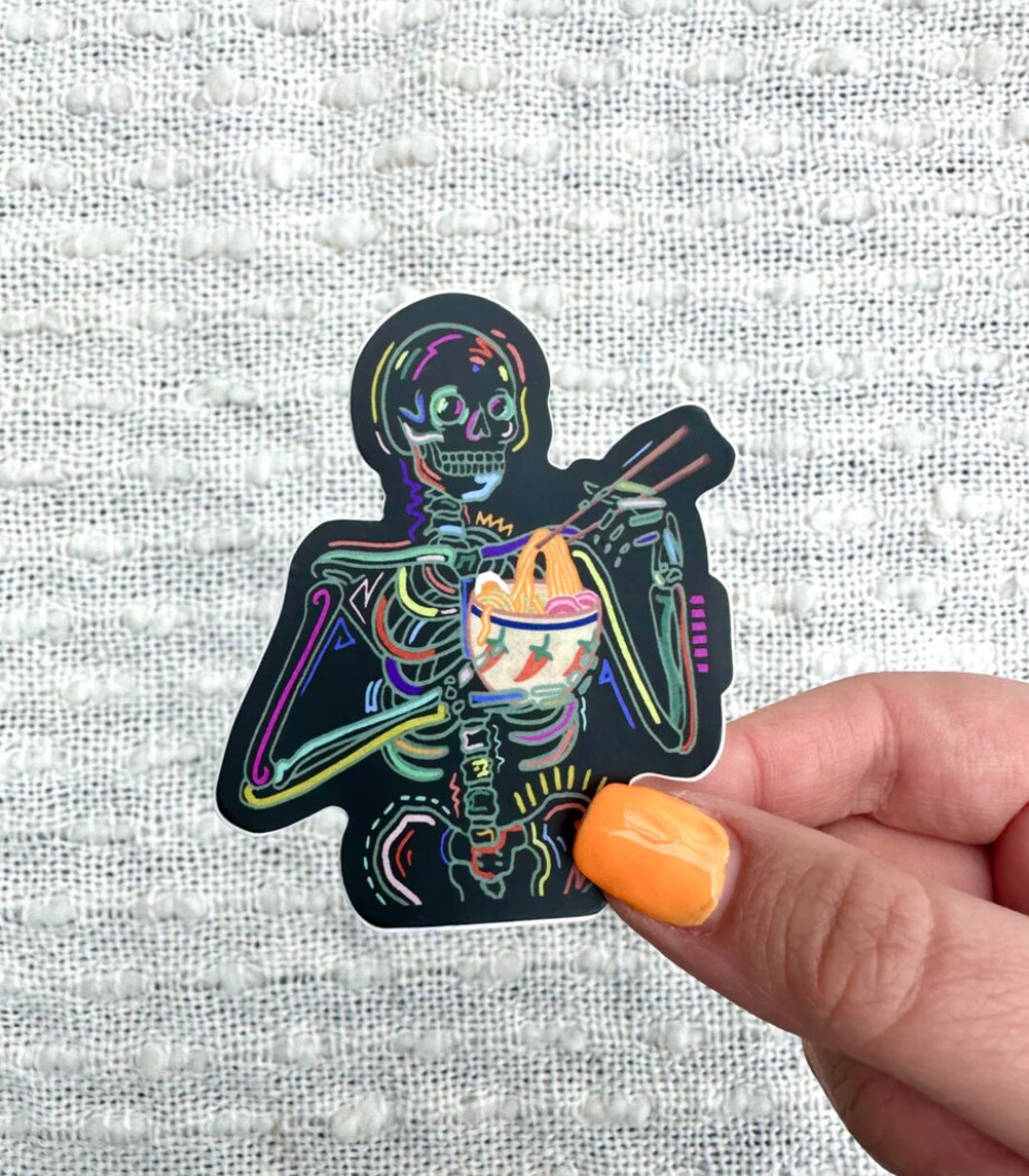 Ramen Noodle Skeleton Sticker - Etsy