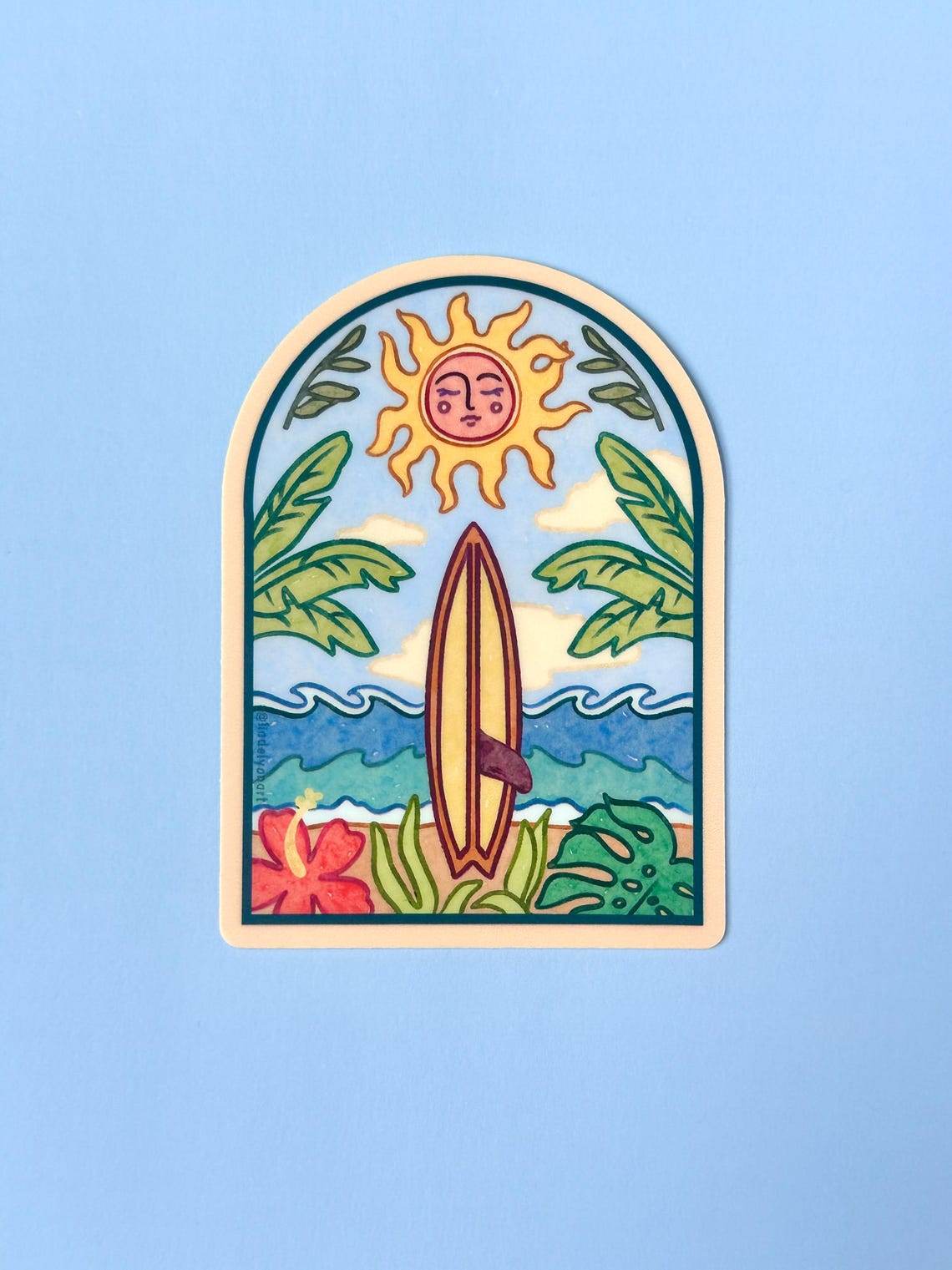 Sun and Surf Water Bottle Sticker - Etsy