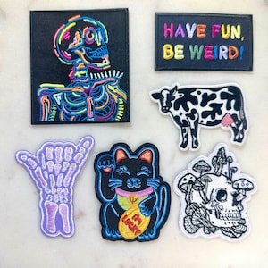 Good Vibes Skeleton Iron on Patch, Embroidered Patch - Etsy