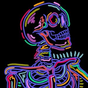 Neon Skeleton Water Bottle Sticker - Etsy