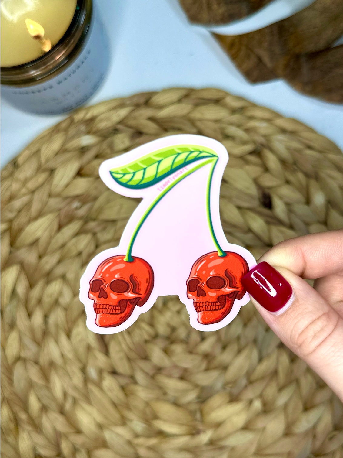 Cherry Skull Sticker, Fruit Sticker - Etsy