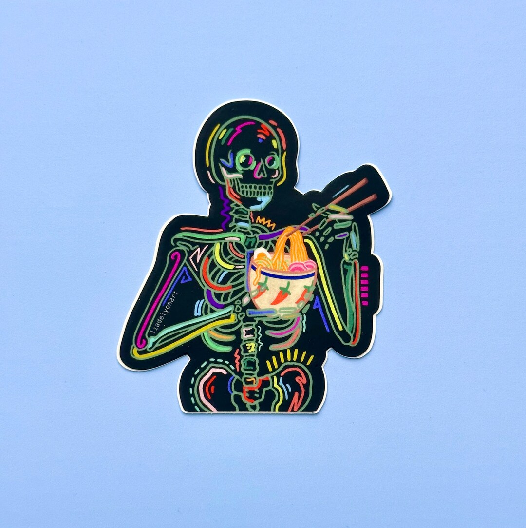 Ramen Noodle Skeleton Sticker - Etsy