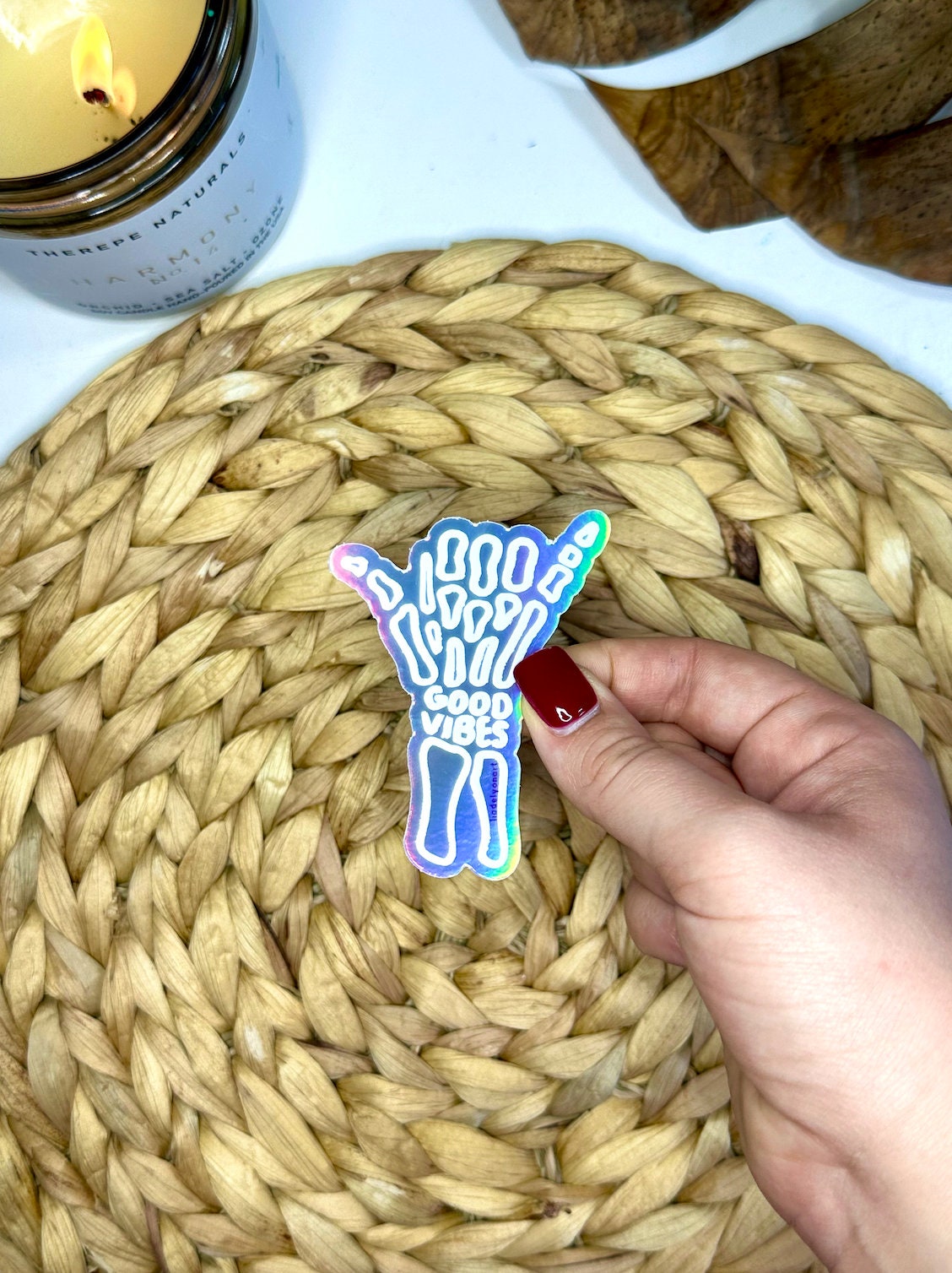 Good Vibes Shaka Holographic Skeleton Water Bottle Sticker - Etsy