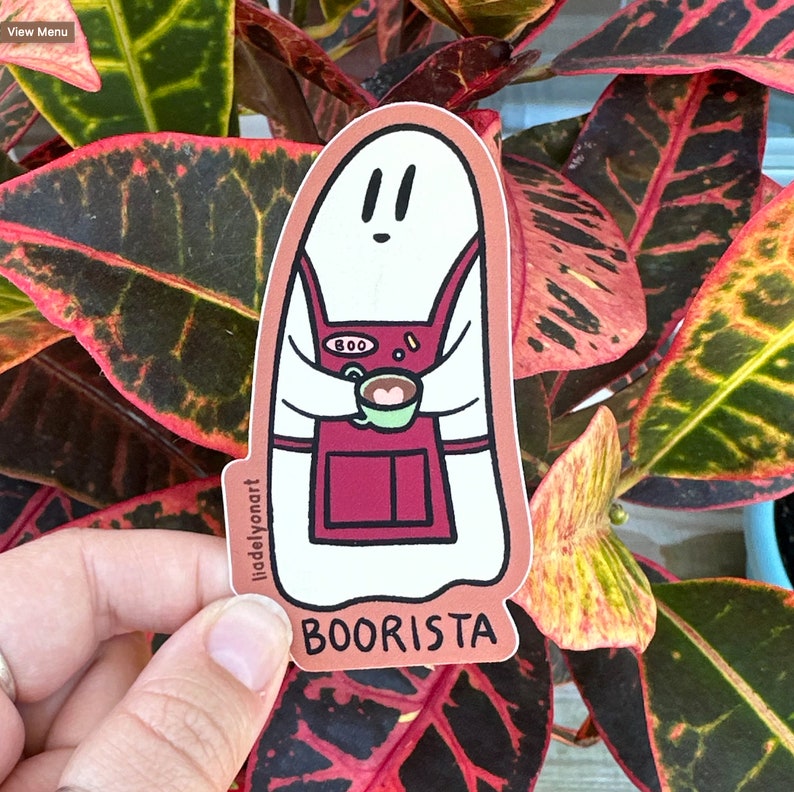 Ghost Coffee Barista Water Bottle Sticker - Etsy