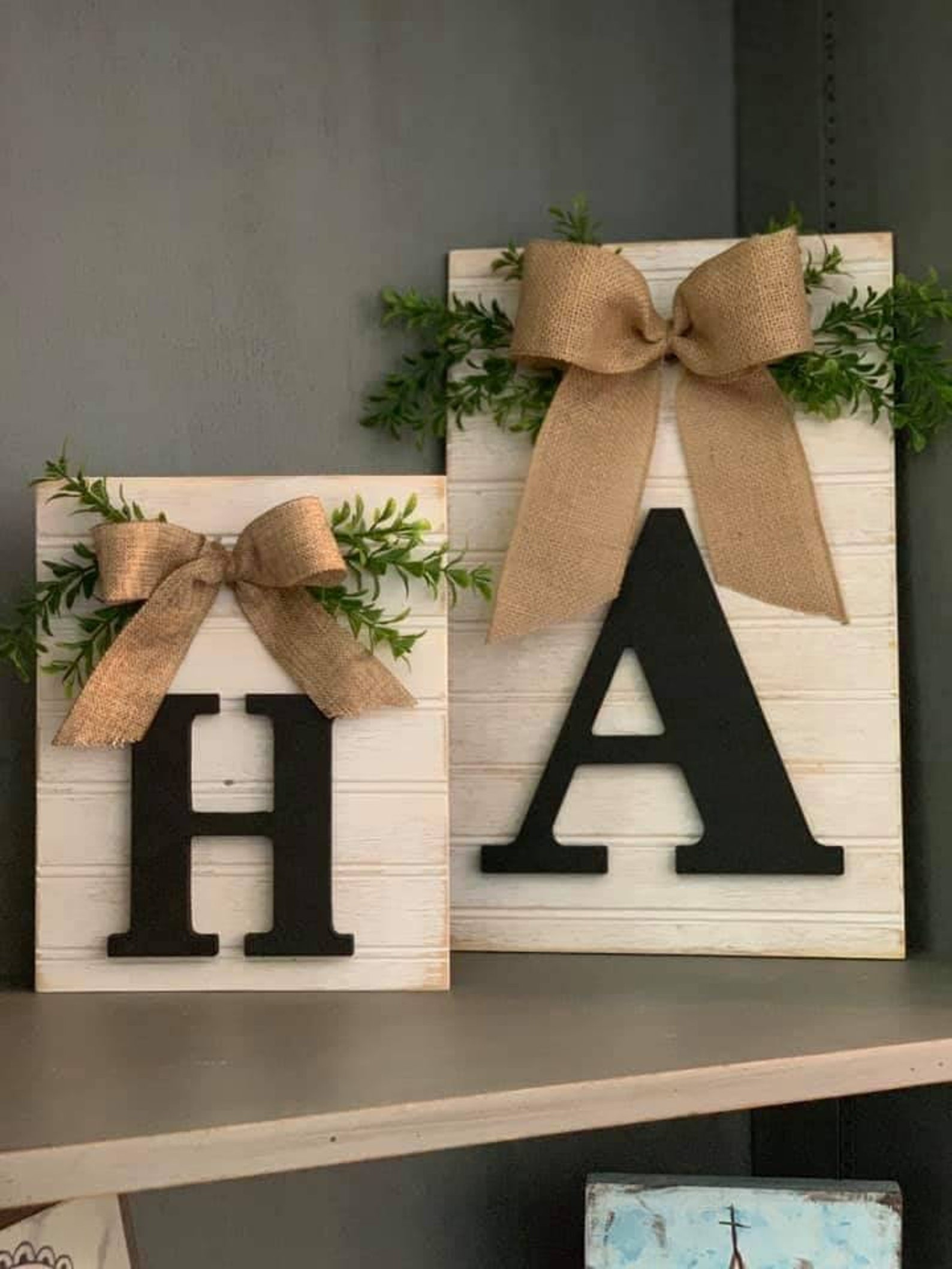 Shabby Monogram Decor/monogram/home Decor/wood Decor/wood Letter/shelf ...