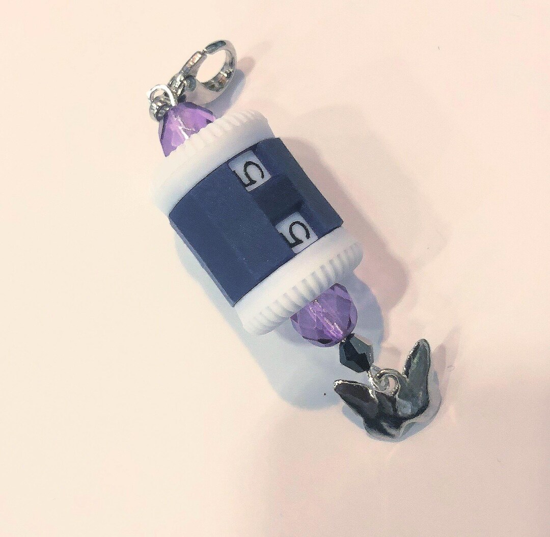 Dark Purple Beaded Row Counter With Deep Purple Glass Beads and ...