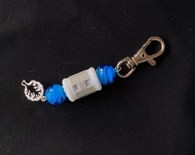 Grey Beaded Row Counter With Blue Swirl Beads and Tree Dongle - Etsy