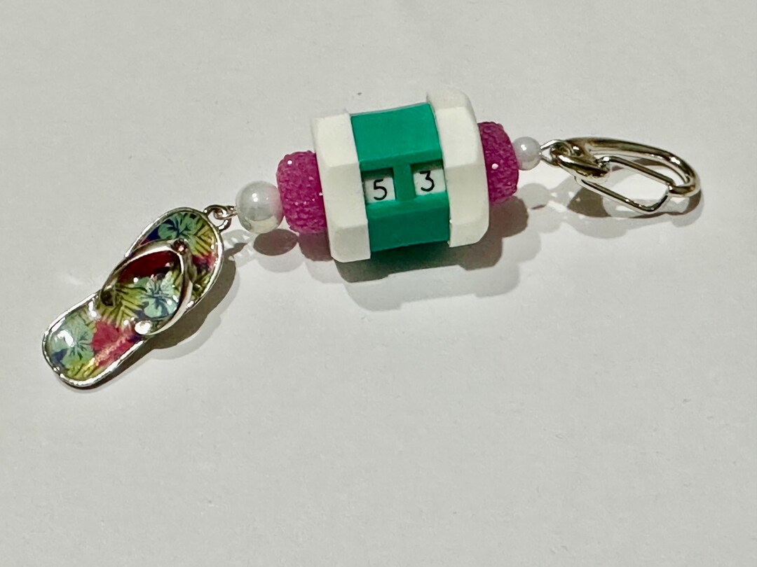 Teal Beaded Row Counter With Flip Flop Token - Etsy