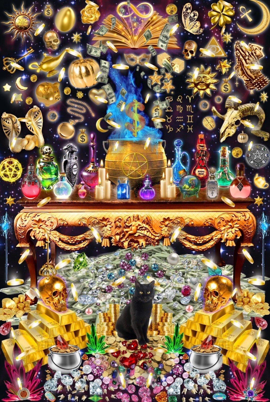 Prosperity Poster Witch Altar - Portal Vision Board Sigil Manifestation ...