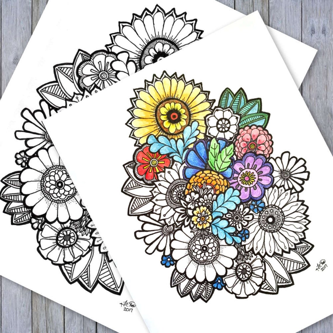 Spring Time Flowers - Adult Coloring Page - Etsy