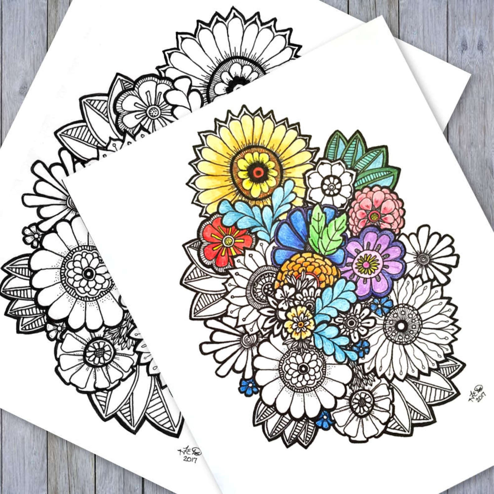 Spring Time Flowers - Adult Coloring Page - Etsy