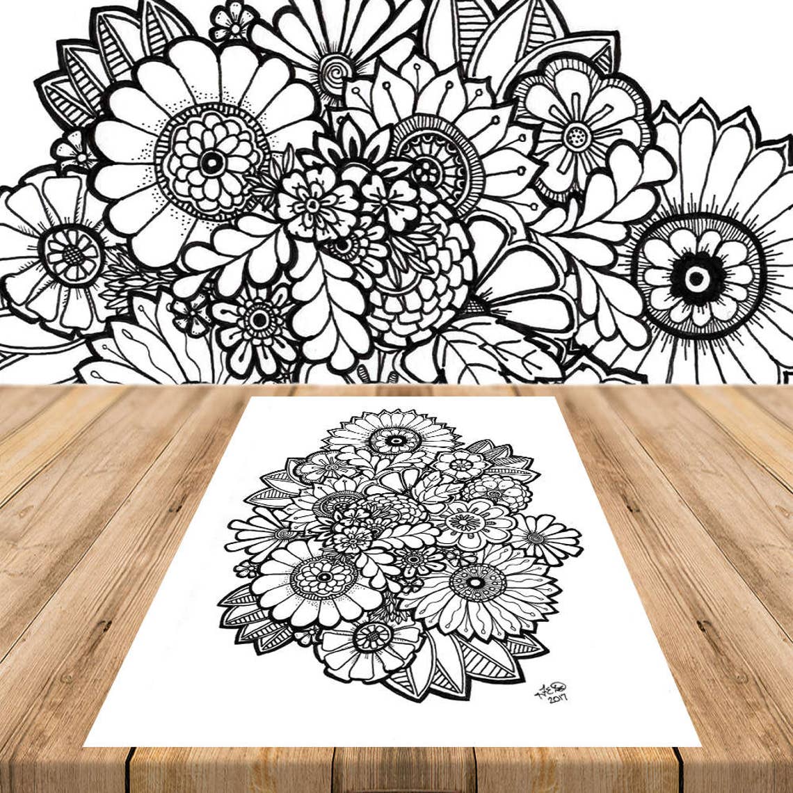 Spring Time Flowers - Adult Coloring Page - Etsy