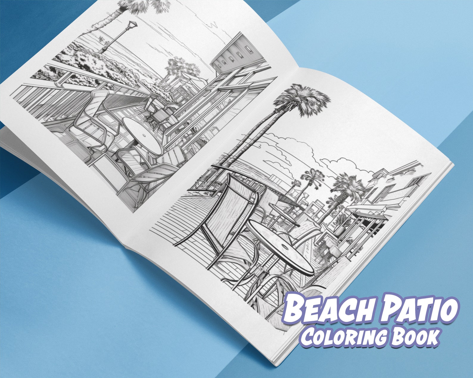 Beach Patio Coloring Book Adult Coloring Book - Etsy