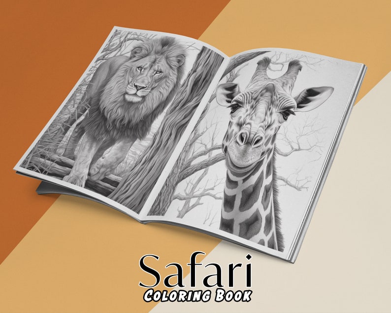 Safari Animals Coloring Book | Adult Coloring | Digital Download - Etsy