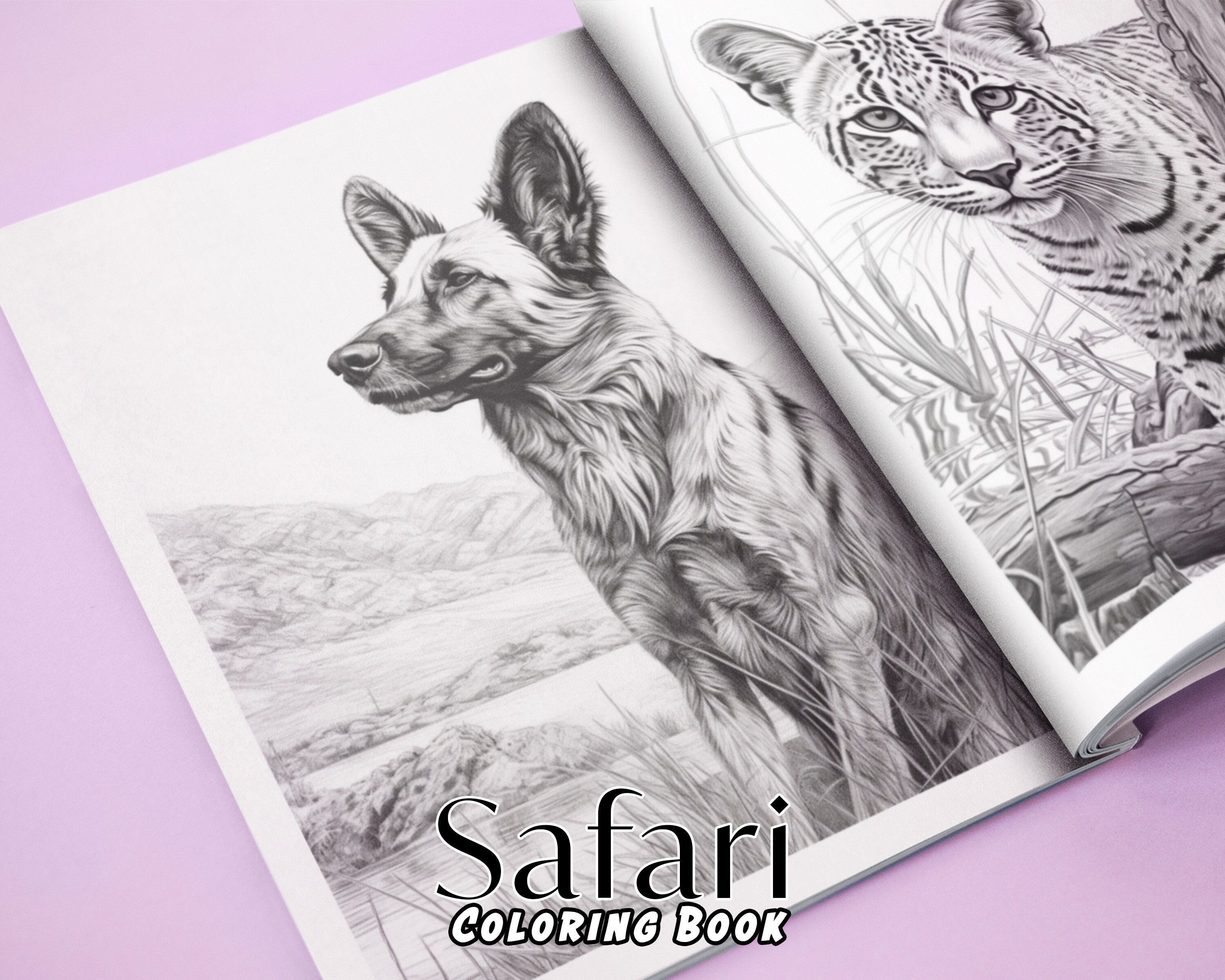 Safari Animals Coloring Book | Adult Coloring | Digital Download - Etsy