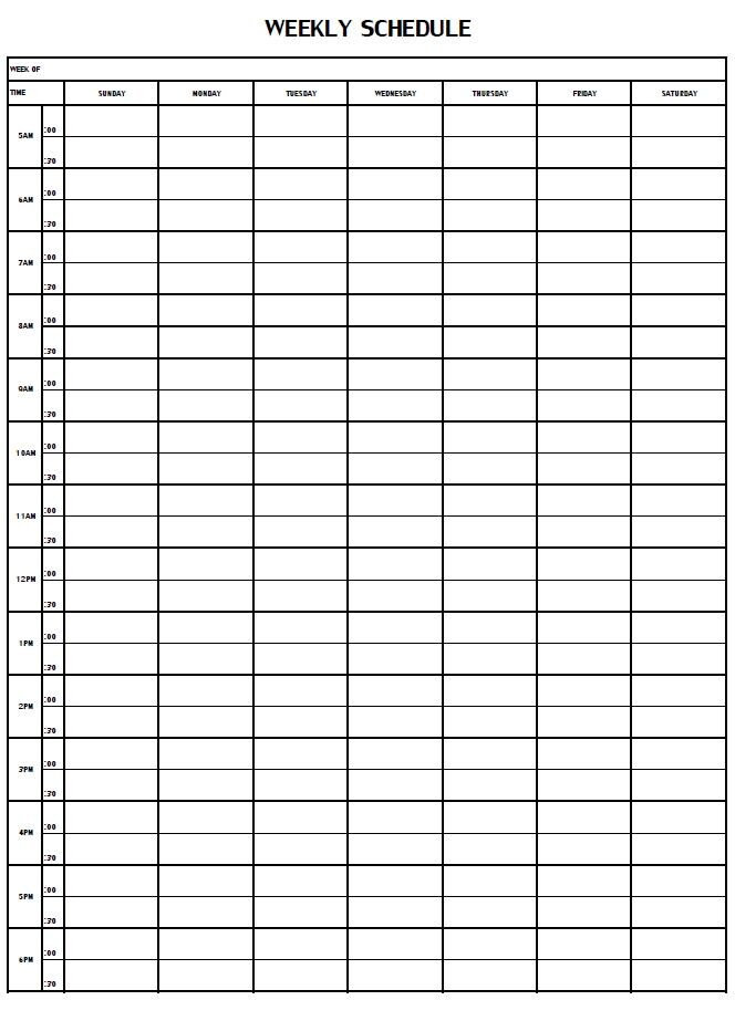 30 Minute Weekly Schedule & Time Tracker Template - Etsy