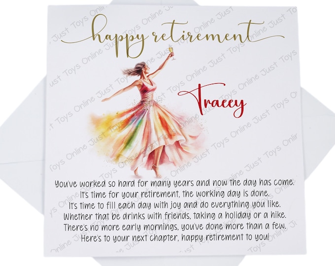 Happy Retirement Card, Personalised Retirement Card With Poem Verse ...