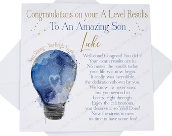 Personalised Congratulations on Your A Level Results Card, for Passing ...
