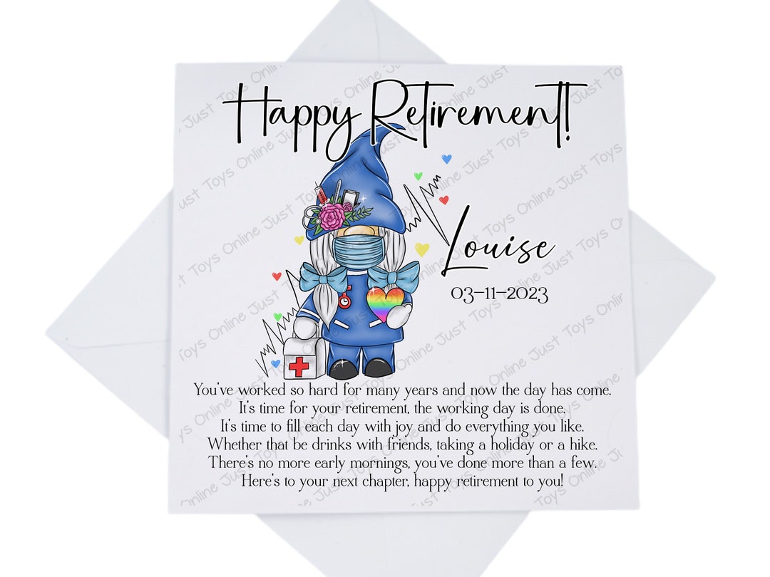 Nurse Retirement Card, Personalised Retirement Card With Poem Verse, on ...