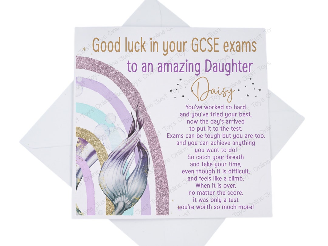 Personalised Good Luck in Your Exams Card, Poem Card for Grandson Son ...