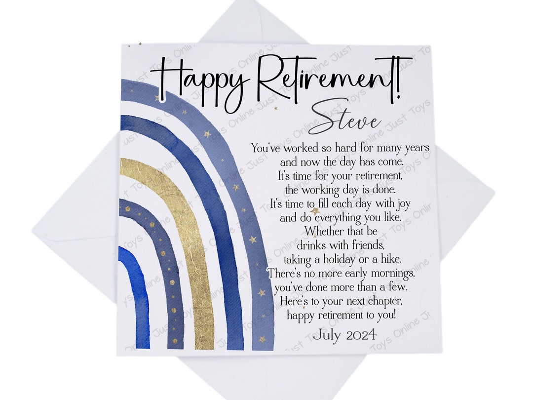 Happy Retirement Card, Personalised Retirement Card With Poem Verse, on ...