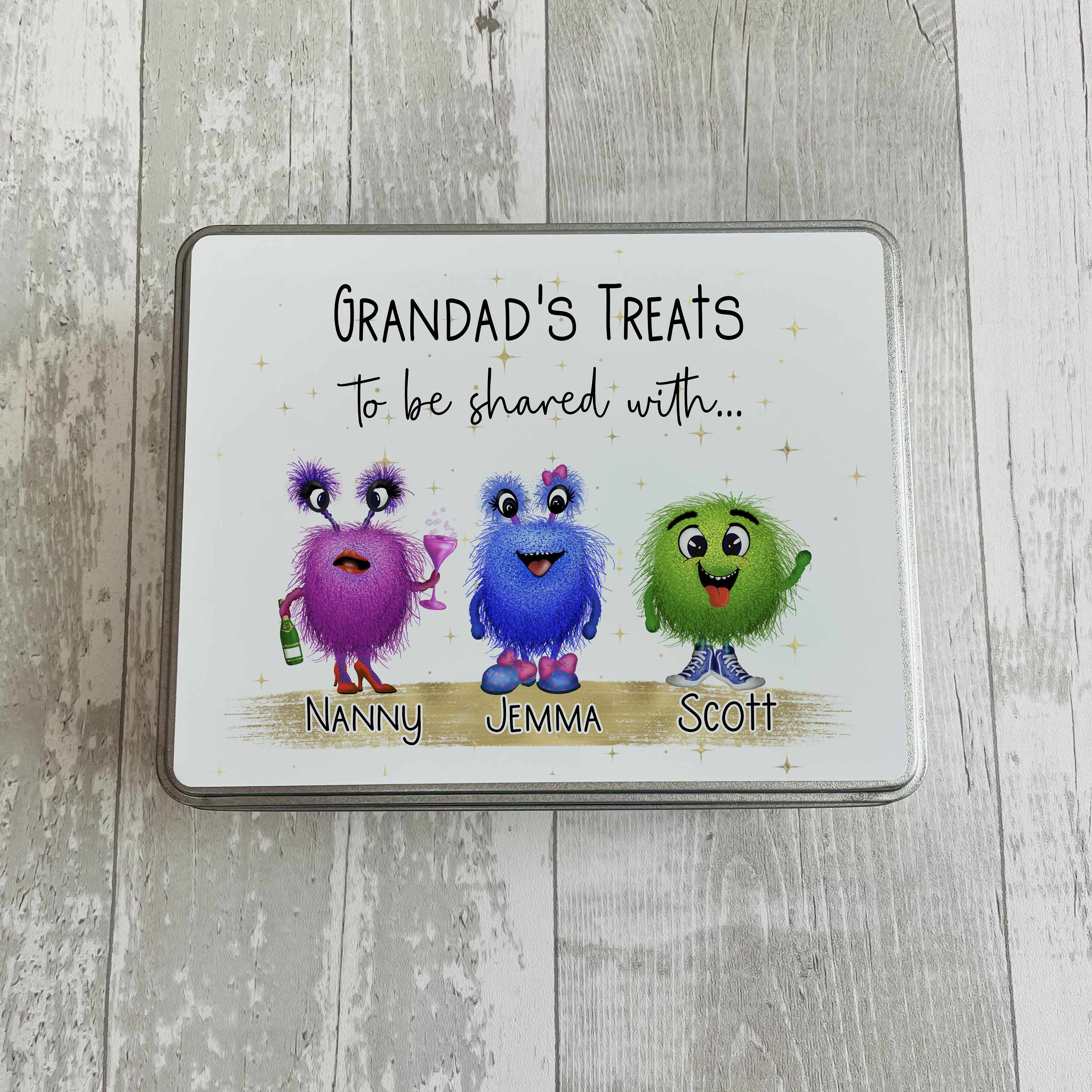 Personalised Biscuit Tin, Cartoon Monster Character Treat Tin, Sweet ...